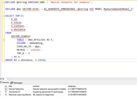 Vector Search In Sql Server 2025 Vector Data Type And Diskann