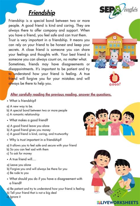Friendship Read Free Interactive Worksheets 7803004