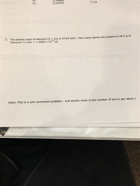 Solved The Atomic Mass Of Titanium Z 22 Is 4787 Amu
