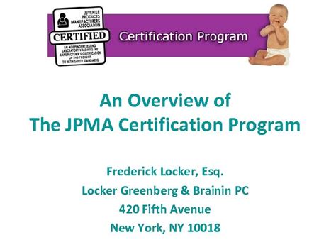 An Overview Of The Jpma Certification Program Frederick