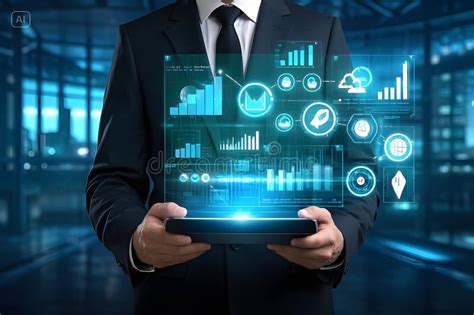 Businessman Interacting With A Holographic Cloud Computing Interface