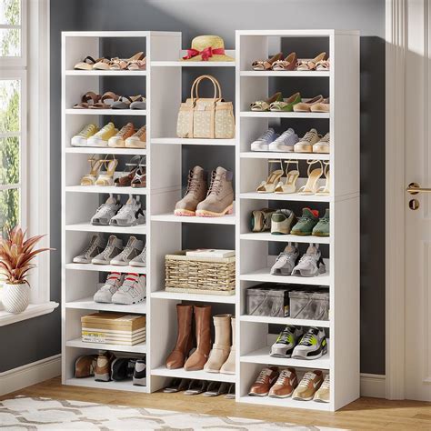 Tribesigns 14 Tier Shoe Rack White Shoe Storage Cabinet