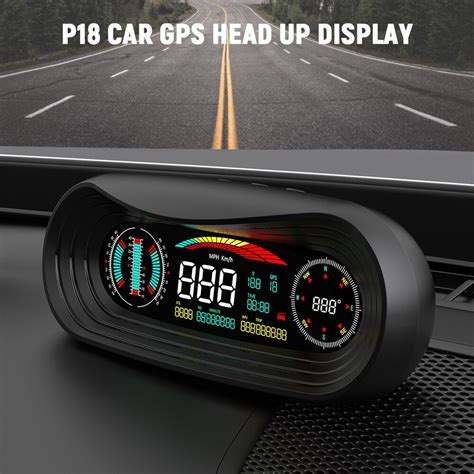 P18 Gps Hud Car Tilt Angle Head Up Display Lcd Digital Altitude Vehicle