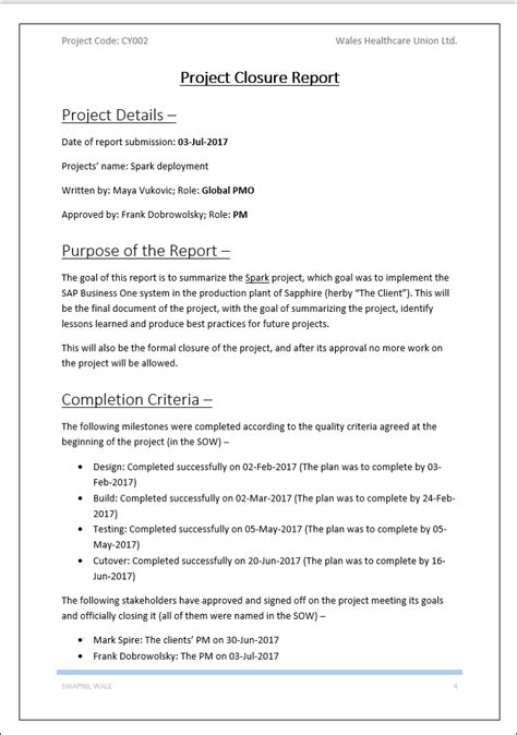 Project Closure Templates 5 Templates Itsm Docs Itsm Documents
