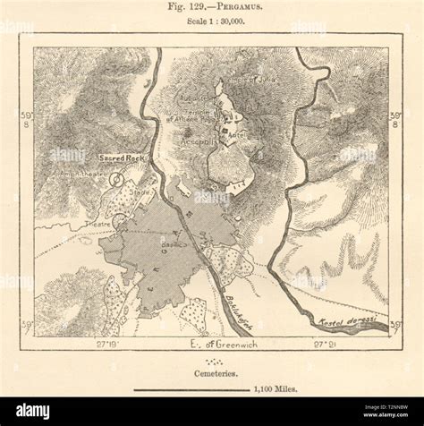 Bergama And The Ruins Of Pergamon Pergamus Turkey Sketch Map 1885