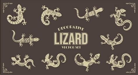 Premium Vector Decorative Lizard Vector Set