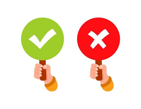 Premium Vector Hands Holding Right And Wrong Signs Making Decision