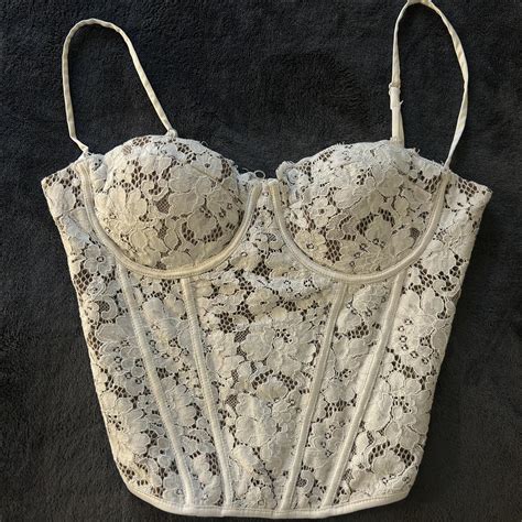 White Lace Corset Top Adjustable Straps White Depop