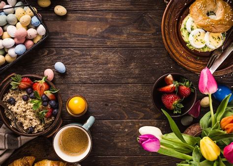 Premium Photo Easter Breakfast Flat Lay