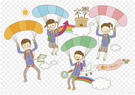 卡通做降落伞的学生png图片素材下载图片编号8454394 Png素材网