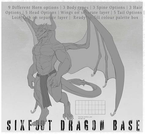 Anthro Dragon Dragonborn Reference Sheet Base Make Your Own Adopts