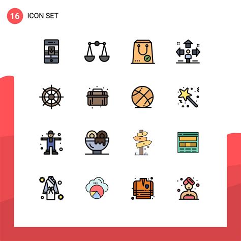 Mobile Interface Flat Color Filled Line Set Of 16 Pictograms Of Problem