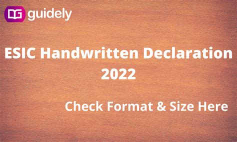 Esic Handwritten Declaration 2022 Check Format And Size Here