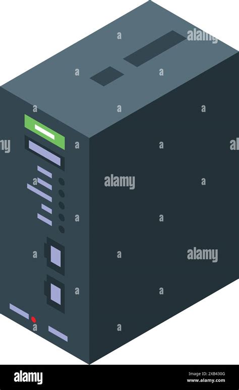 Black Server Unit Is Standing And Processing Data With A Green Light