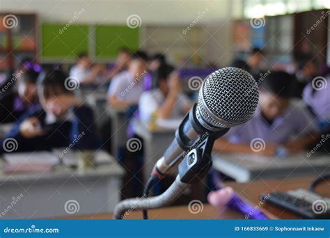 Microphone In Learning Classroom Stock Image Image Of Background