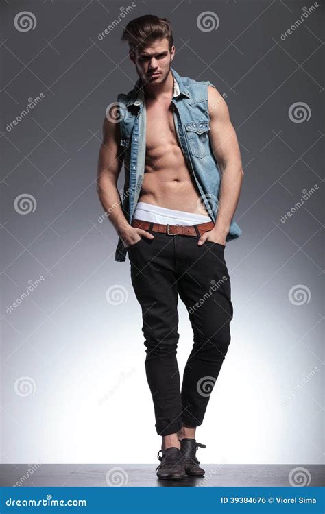 Young Shirtless Man With Hands In Pockets Royalty Free Stock Image