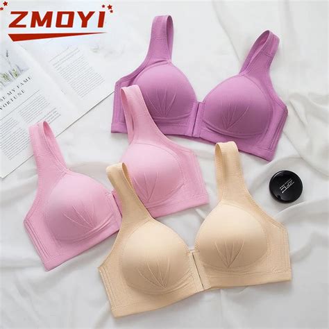 플러스 사이즈 브래지어 Bcd 컵 섹시한 푸시 업 브래지어 전면 폐쇄 솔리드 컬러 브래지어 무선 Bralette 여성용 원활한 대형 속옷 Aliexpress