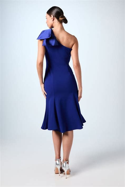Bow One Shoulder Midi Dress