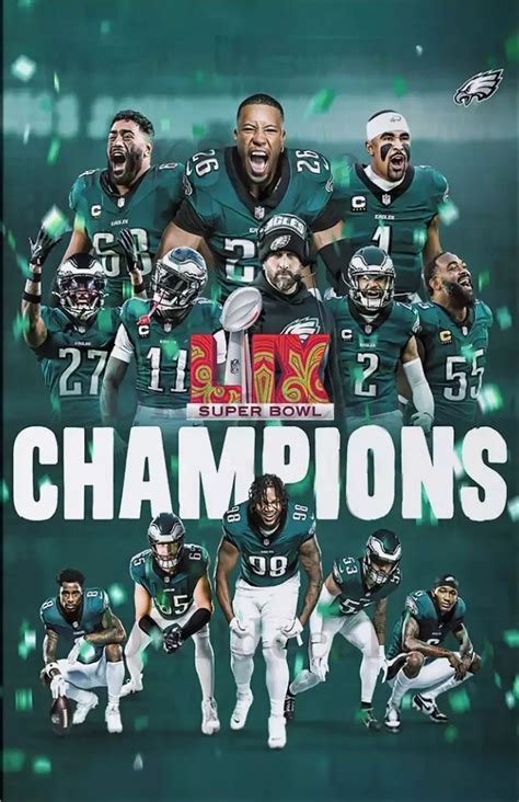 Philadelphia Eagles Super Bowl Lix Champions Poster 11 X 17 Inches 2025