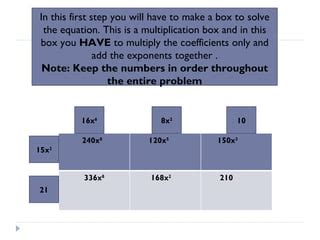 Multiplying Polynomials Powerpoint PPT