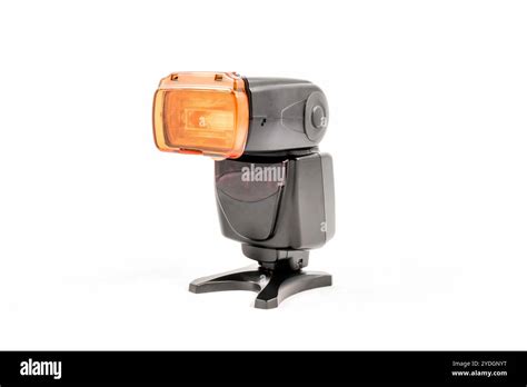 Oblique View Of A Black Unbranded External Flash Unit For Dslr Camera