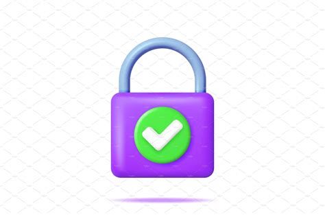 3d Padlock With Approved Checkmark Masterbundles
