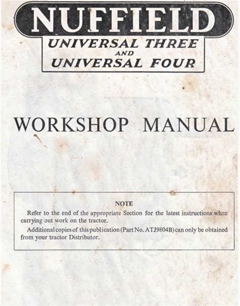 Nuffield 4m 4pm 4dm 3dl 342 460 Tractor Service Manual Repairmanualus