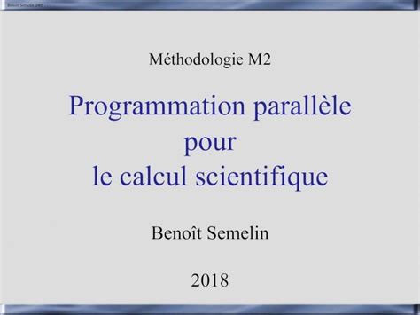 Pdf Programmation Parallèle Pour Le Calcul Scientifique Dokumentips