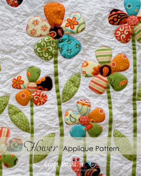 Free Flower Applique Pattern With Leaf And Stem • Craft Passion