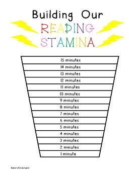 Reading Stamina Chart By Katies Kinderland Teachers Pay Teachers