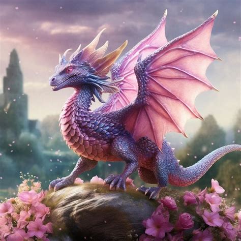 Un Dragón Morado Con Alas Rosas Y Cabeza Premium Photo Freepik
