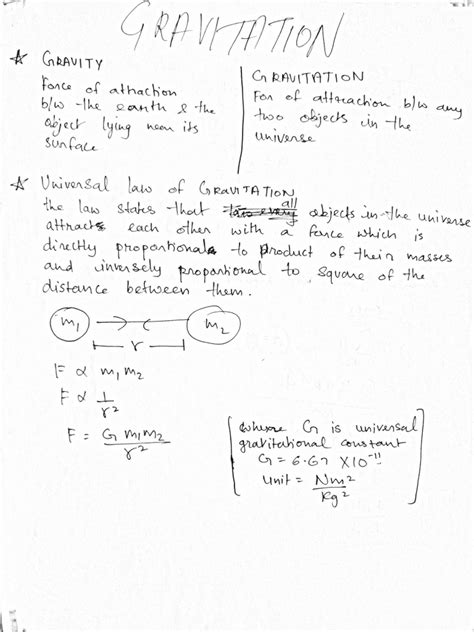 Gravitation Class Xi Notes Pdf