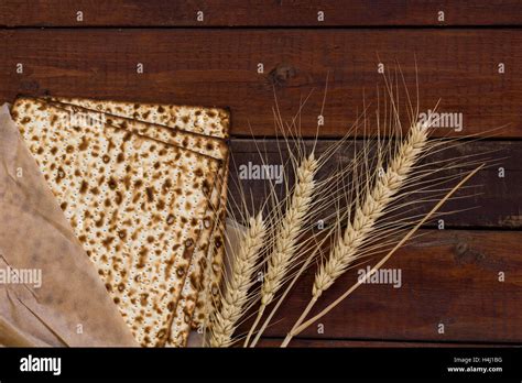 Passover Background Handmade Matzoh Jewish Passover Bread Over