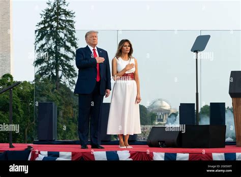 President Donald J Trump And First Lady Melania Trump Place Their