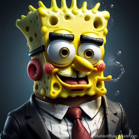 Realistic Gangster Spongebob With Angry Expression Stable Diffusion