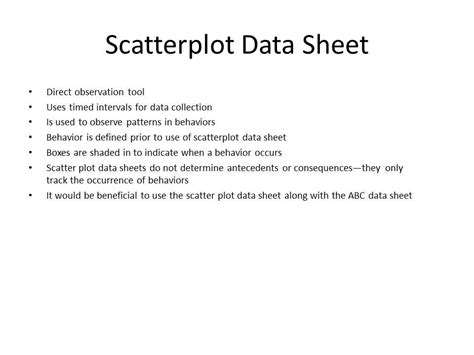 Scatter Plot Data Sheet 1 Of 2 Scatter Plot Data Sheets Data Collection