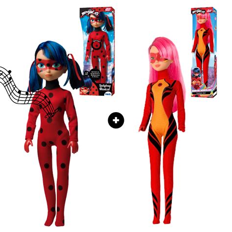 Boneca Ladybug 45cm Musical 45cm E Ladydragon 31cm Infantil Miraculos