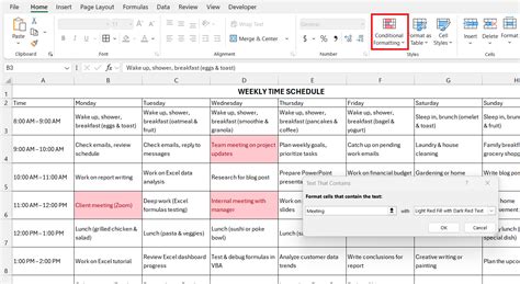 Weekly Time Schedule Template Excel