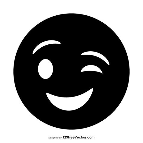 Free Download Black Winking Face Emoji Emoji Silhouette Black Emoji