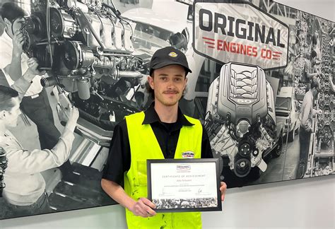 Congratulating Jake Schuster On The Completion Of His Apprenticeship At Original Engines Co