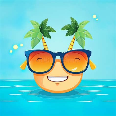 Smiley Summer Emoticon Icon Smiley Emoji Summer Character Beach And