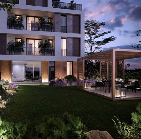 Modern Apartment Building At Night