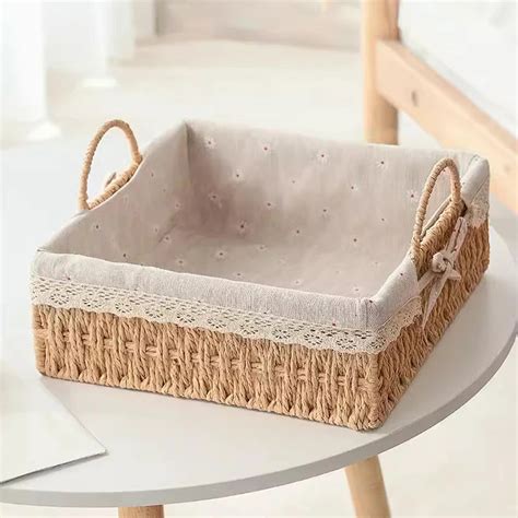 Round Rattan Lace Storage Basket Organise In Style Creative Femininity