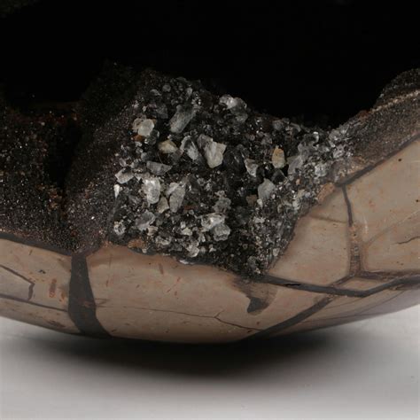 Septarian Nodule Dragon Egg Geode Specimen With Aragonite Druzy Ebth