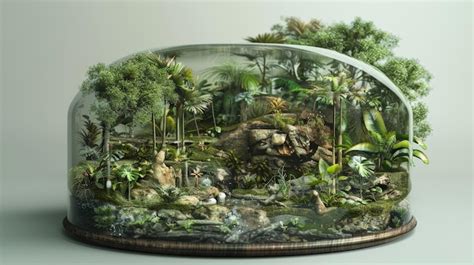 Miniature Ecosystem In A Glass Dome Premium Ai Generated Image