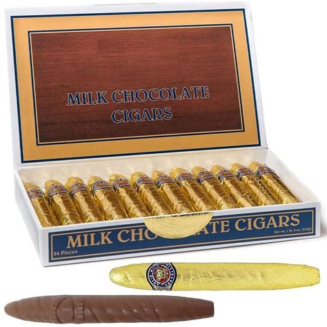 Gold Chocolate Cigars In A Fancy Cigar Box Of 24 Solid Premium Milk