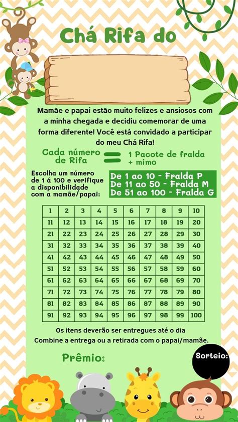 Chá Rifa Safari Pra Editar Fotos De Chá De Fraldas Cha De Fraldas