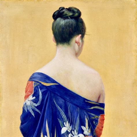 Japanese Woman In Blue Kimono Asian Woman Art Okada Savurosuke Fine