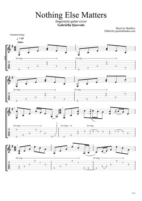 Nothing Else Matters Fingerstyle Tab Pdf