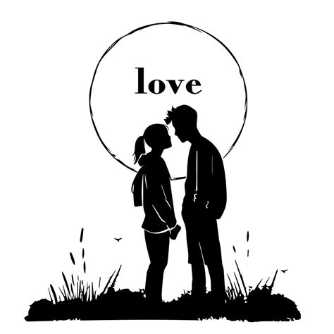 Free Romantic Couple Black And White Svg Vector File For Laser Cutting